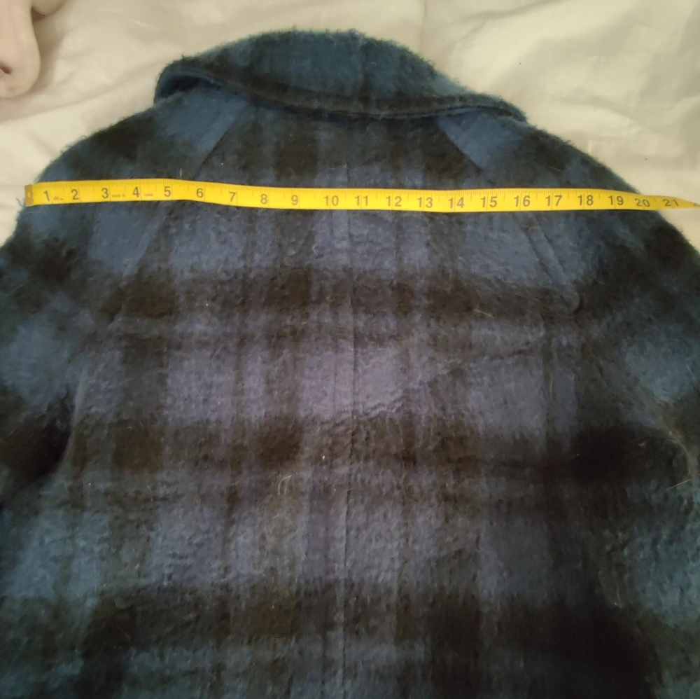 Coach Plaid Peacoat In Cobalt Blue & Black Mid-Length… - Gem